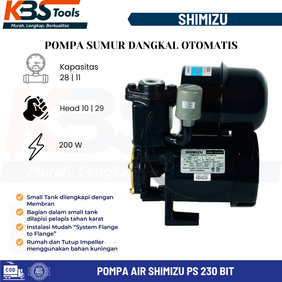 Jual Shimizu Pompa Air Otomatis Sumur Dangkal PS 230 BIT Automatic Pump ...