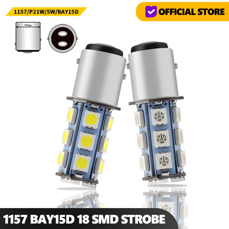 Jual LAMPU LED REM STOP BAYONET 1157 BAY15D 18 MATA SMD STROBO MOTOR ...