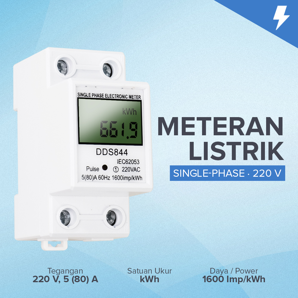 Jual Meteran Listrik Digital Din Rail kWh Meter Single-Phase 220 V ...