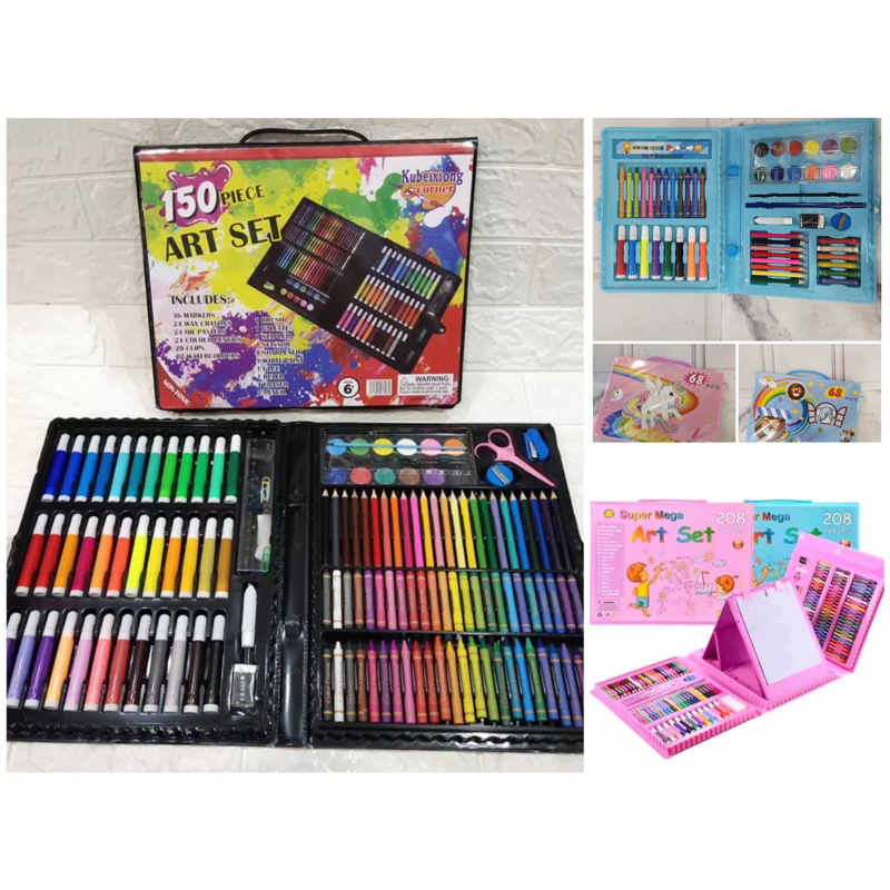 Jual CRAYON ART SET ISI 68 pcs,86pcs 150 pcs & 208 pcs//ALAT SENI LUKIS ANAK | Shopee Indonesia