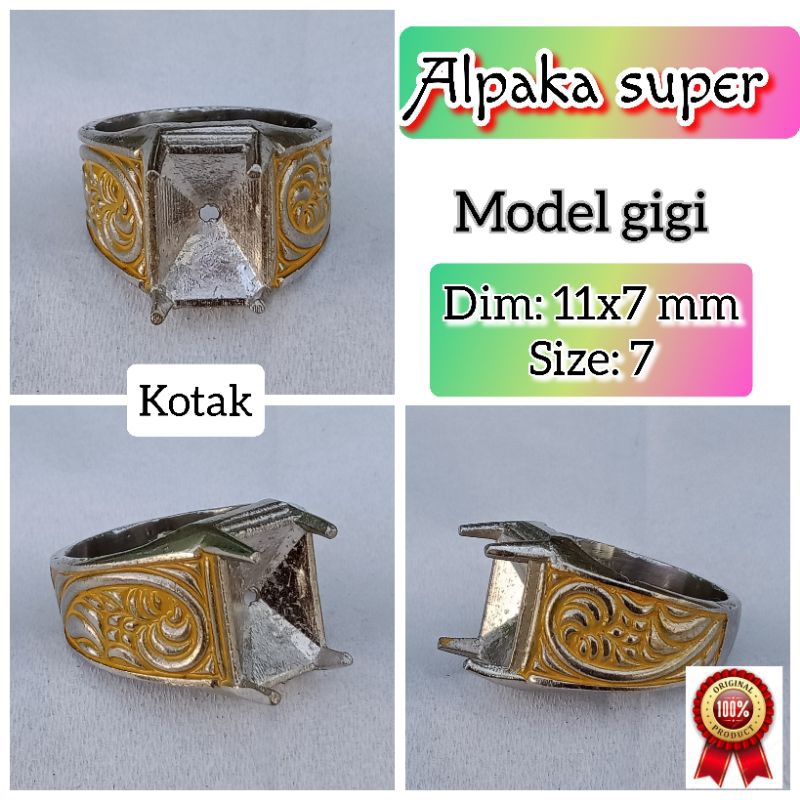Jual emban batu akik dan permata alpaka super model gigi.16 | Shopee ...