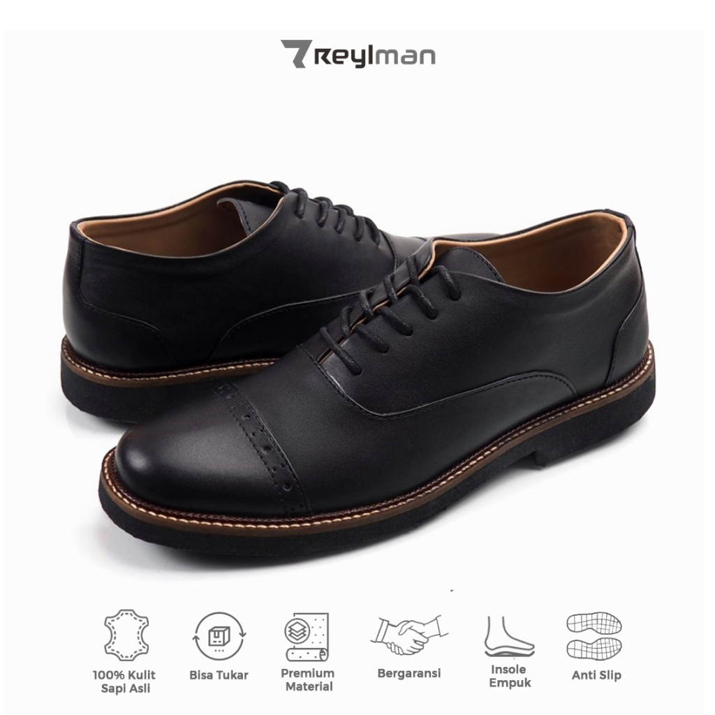 Jual REYL MAN Jazz 02 Black Series Sepatu Formal Pria Kulit Asli ...