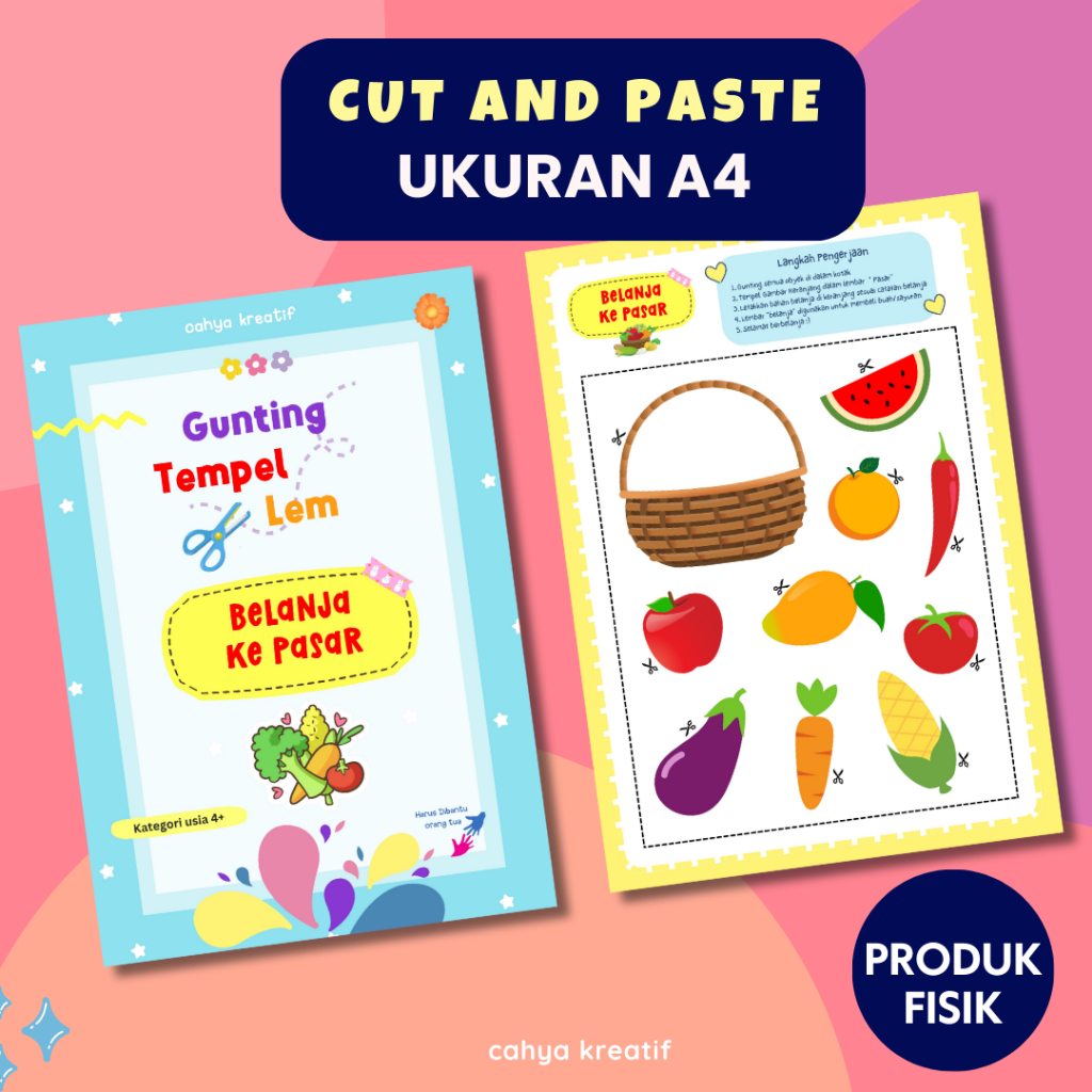 Jual Cut and paste worksheets & printables | Aktivitas Menggunting dan ...