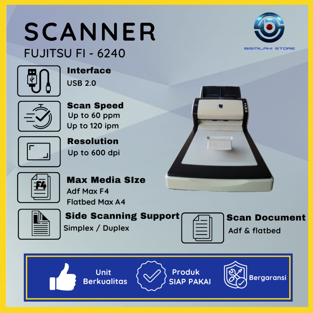 Jual Scanner Folio Fujitsu Fi-6240 Kecepatan Scan Hingga 60 Lembar ...