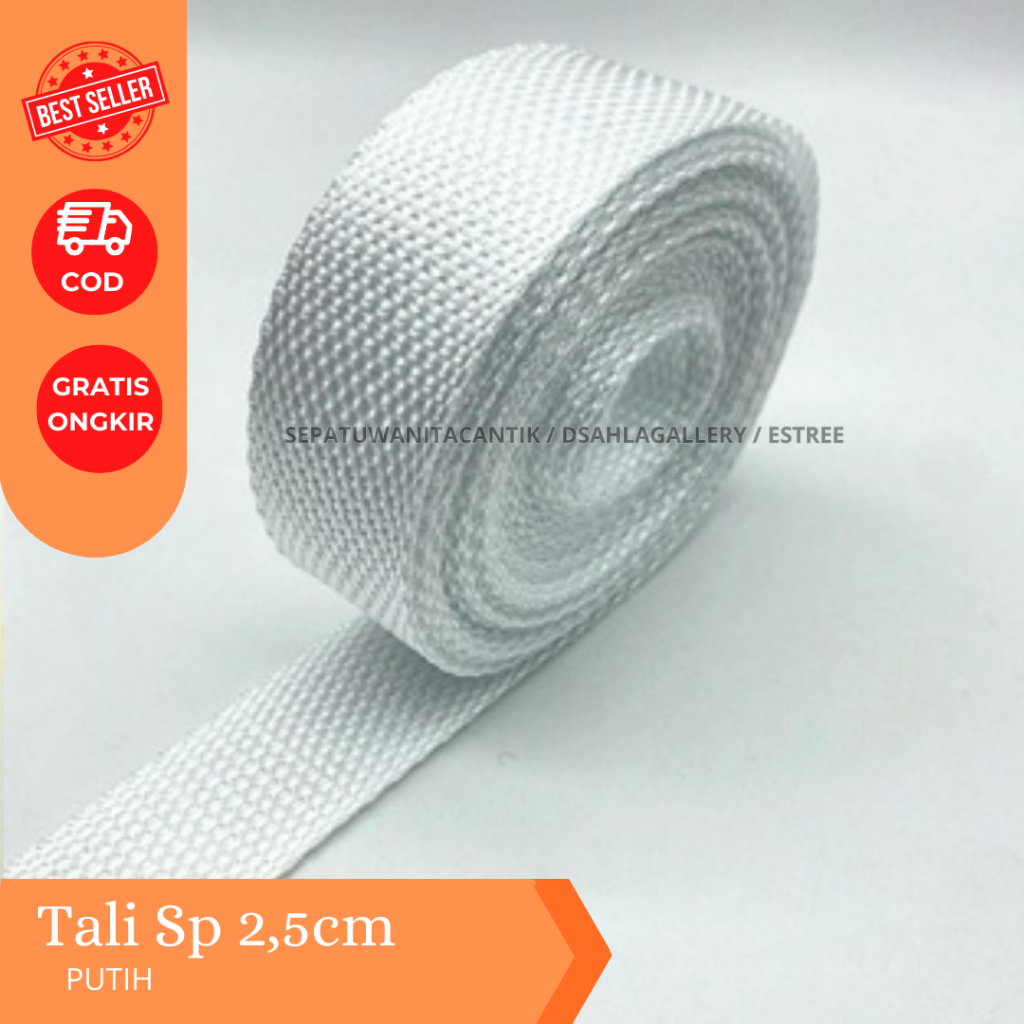 Jual Tali Webbing Warna Putih / Tali Webing 2.5 cm Tebal Kuat/ Tali ...
