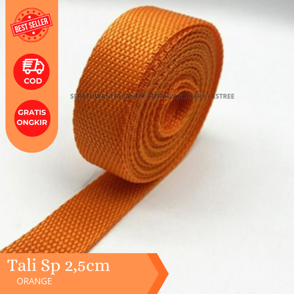 Jual Tali Webbing Warna Orange / Tali Webing 2.5 cm Tebal Kuat/ Tali ...
