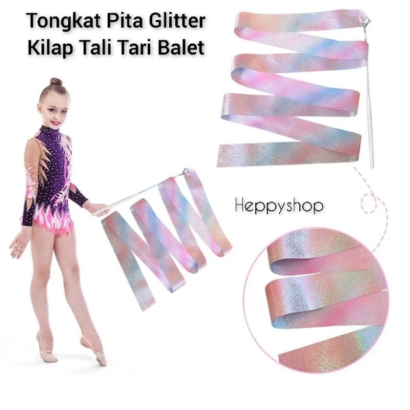 Jual Tongkat Pita Glitter Kilap Tali Tari Balet Ballet Senam Ritmik ...