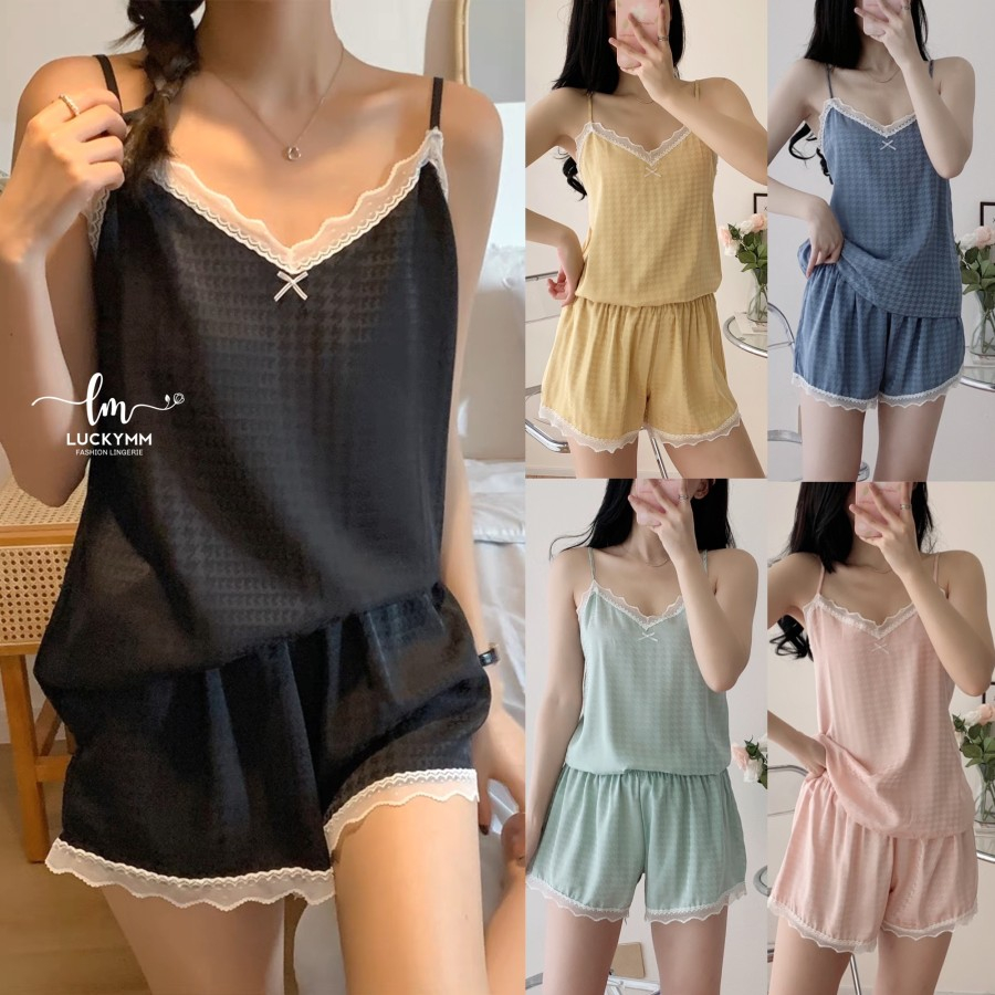 Jual Luckymm Sleepwear Baju Tidur Wanita Set Baju Tidur Wanita Sexy Set Satin Baju Tidur