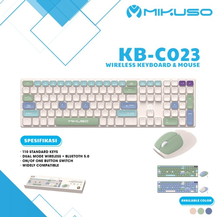Jual MIKUSO KB-C023 Keyboard Set Mouse Bluetooth dan Wireless - DUAL MODE - | Shopee Indonesia