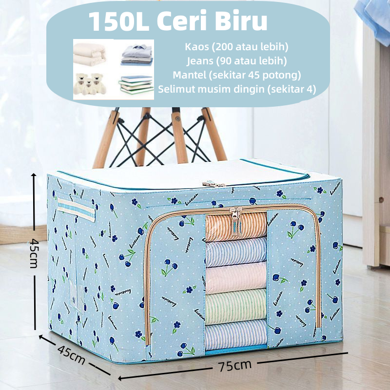 Jual 66L 100L 150L oxford kotak penyimpanan Lipat storage box pakaian ...