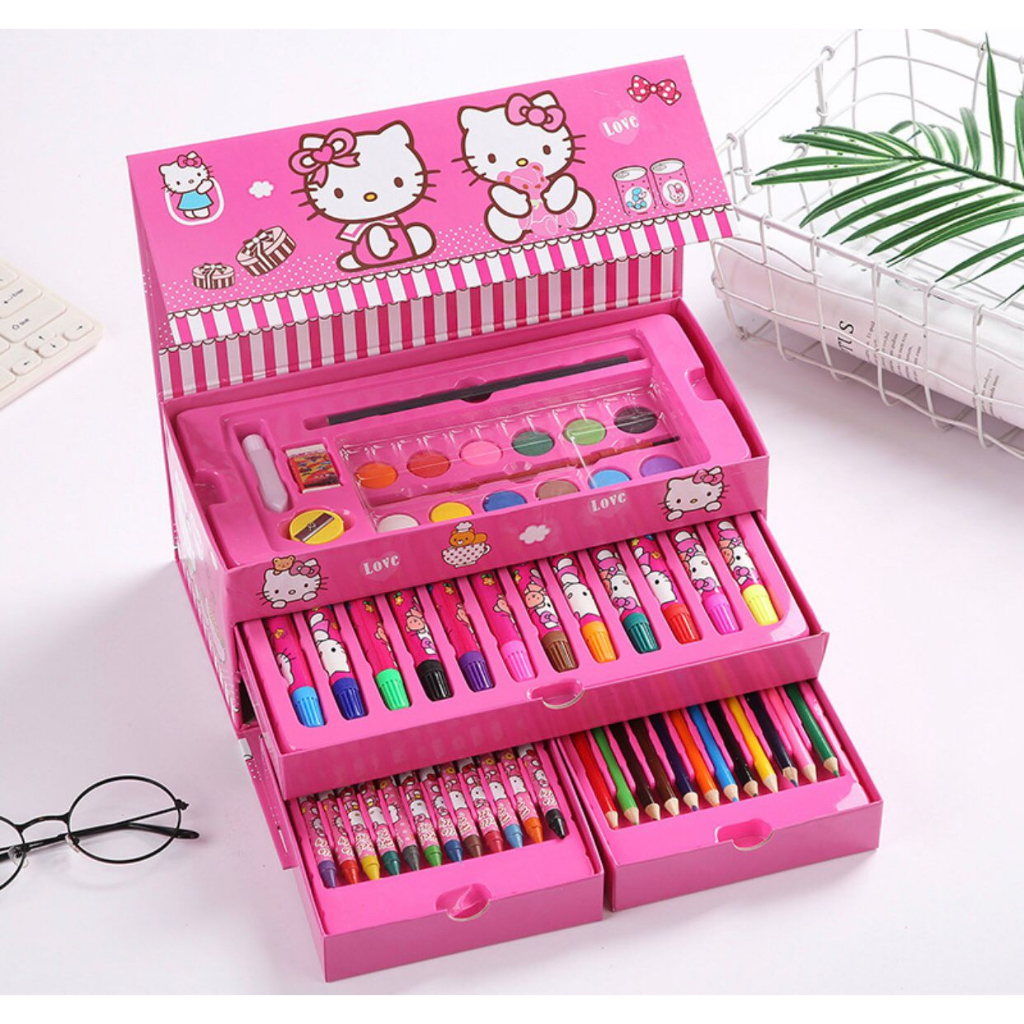 Jual [BABYKIDS]Crayon Model Kotak Persegi ISI set 54 pcs 4 in1 pensil ...