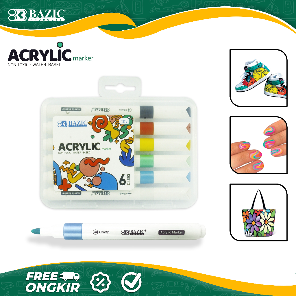 Jual Bazic Acrylic Marker 6 Color - Spidol Akrilik | Shopee Indonesia
