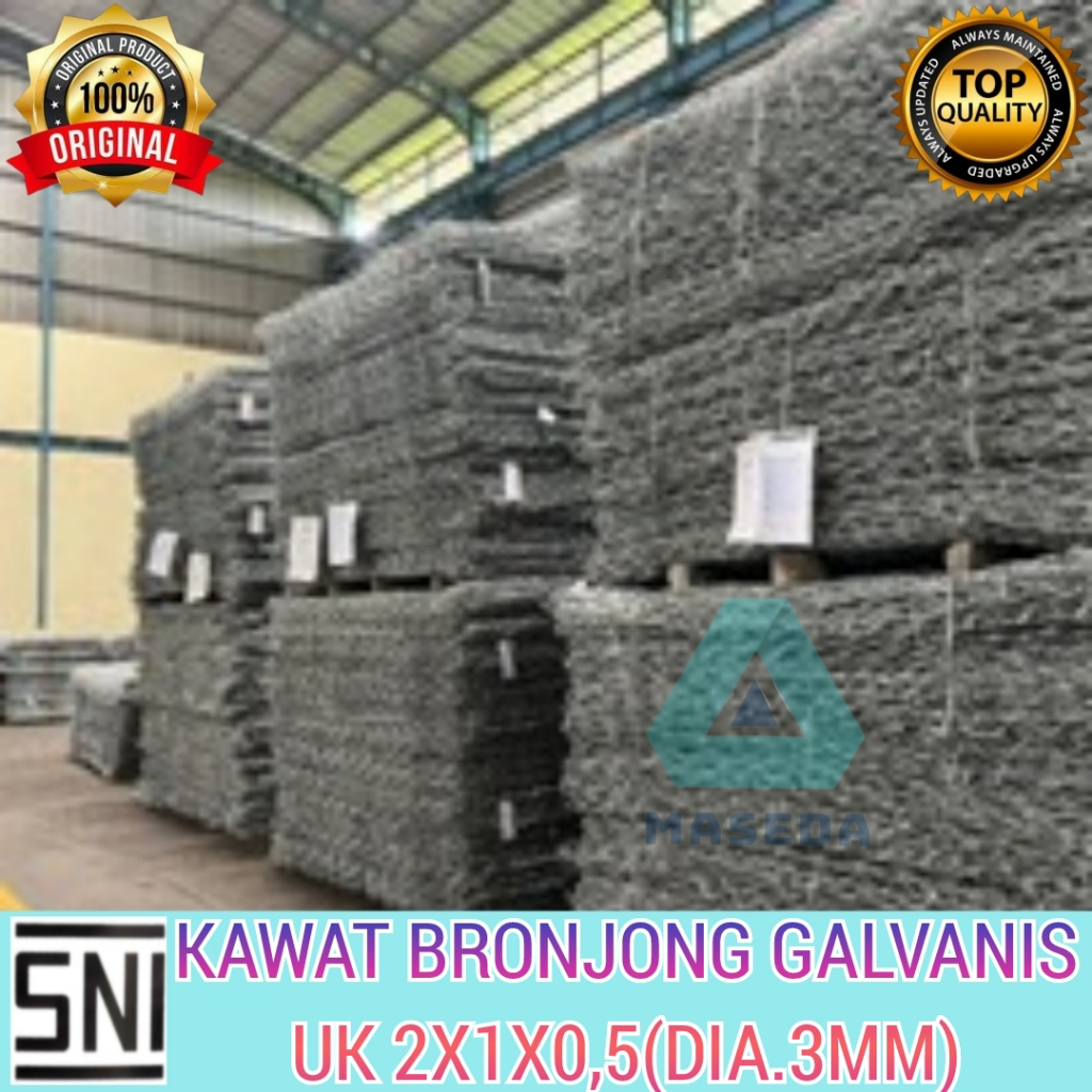 Jual Bronjong Kawat Galvanis 2x1x0.5 m penggunaan kawat ukuran 3 mm ...
