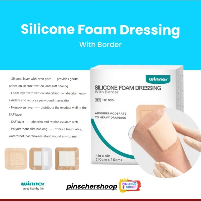 Jual Silicone Foam Dressing 10 x 10 Cm Winner With Border - Pcs ...
