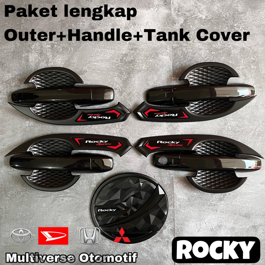 Jual Paket Outer Handle Tank Cover Bensin Hitam Glossy Rocky 2021 2022 ...