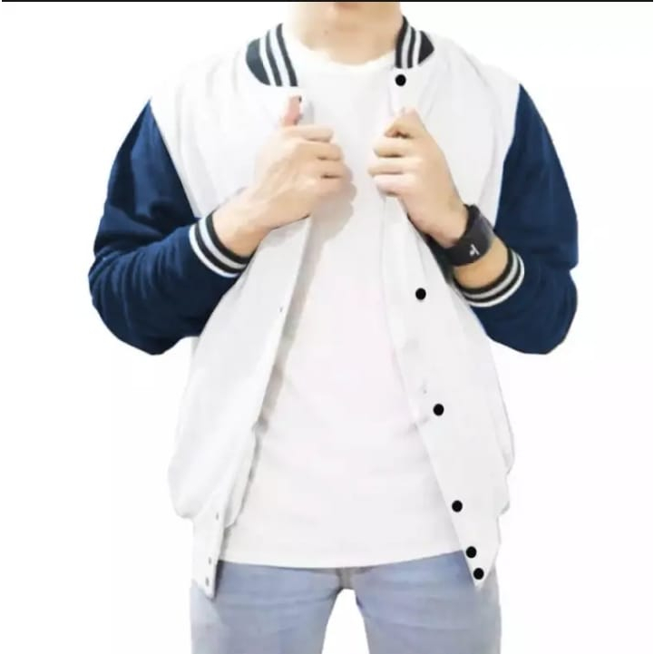Jual Jaket Baseball Pria Varsity Polos Kancing Wanita | Jaket Sweater ...