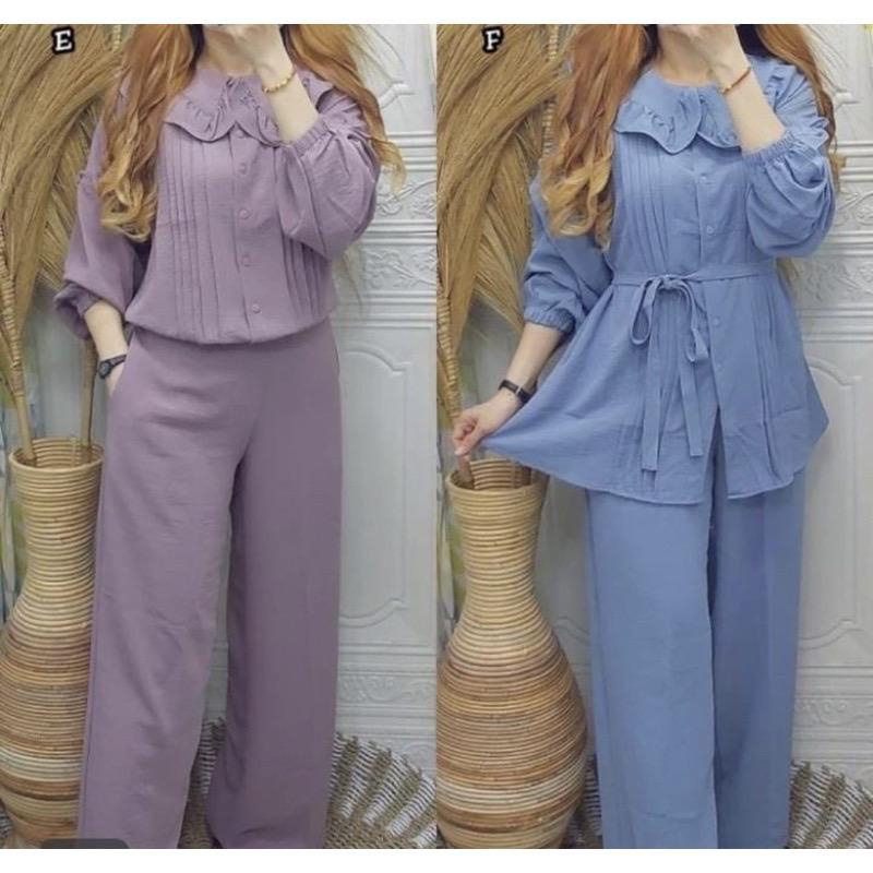 Jual ONE SET MEMO CRINKLE AIRFLOW LD 110 // SETCEL POLOS // ONE SET POLOS // SETELAN WANITA ...