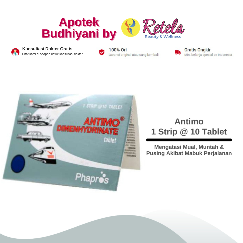 Jual Antimo 1 Strip @ 10 Tablet / Mengatasi Mual, Muntah & Pusing ...