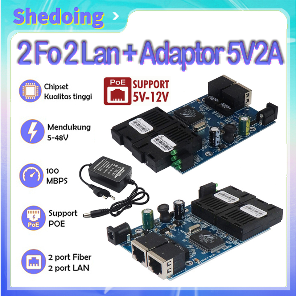 Jual [POE] Pcb Htb 2 Fo 2 Lan 100 Mpbs 2F2E Media Converter 2 FO 2 Lan Fiber Optical Ethernet ...