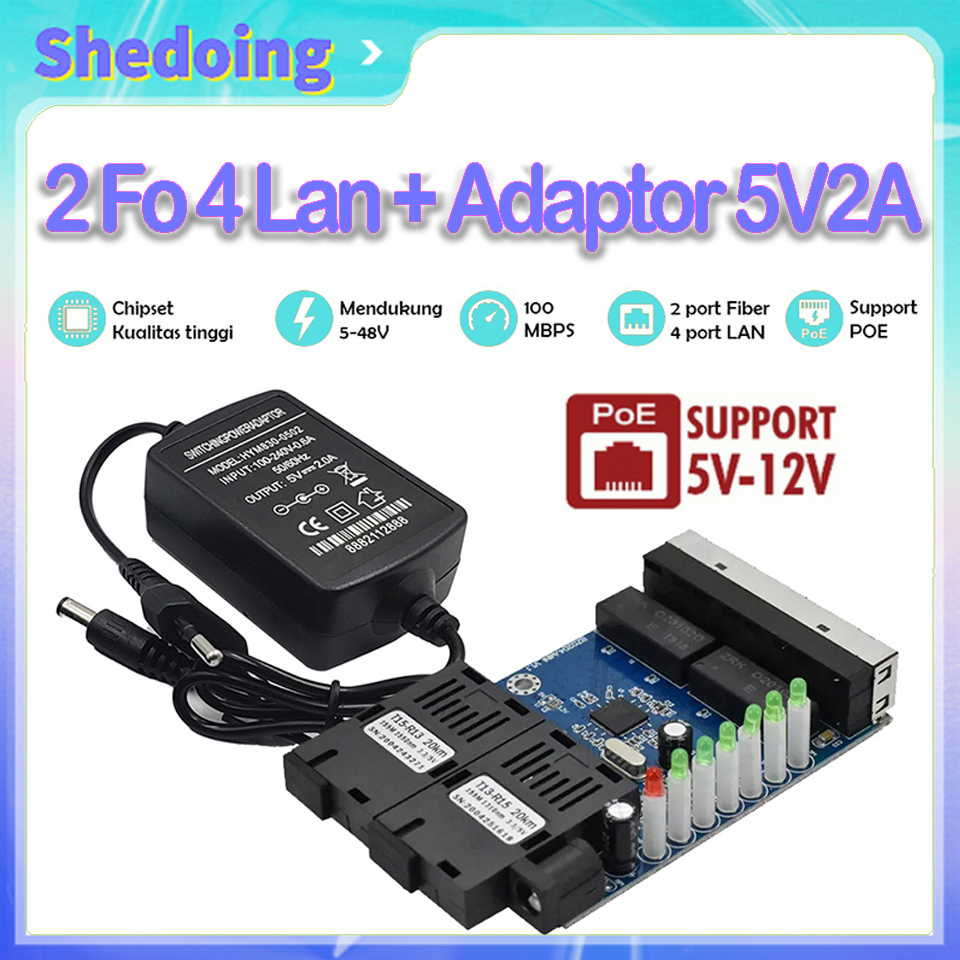 Jual Htb 2 Fo 4 Lan Media Converter 2 Fo 4 Lan 2F4E Ethernet Switch Konverter Support POE Fiber ...