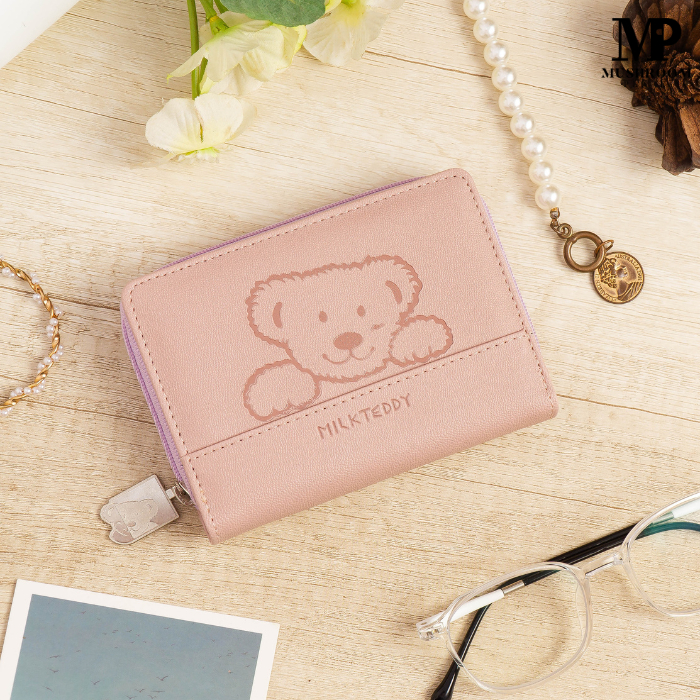 Jual Dompet Cewek Lipat Magnet Resleting MILK TEDDY Minimalis Elegan ...
