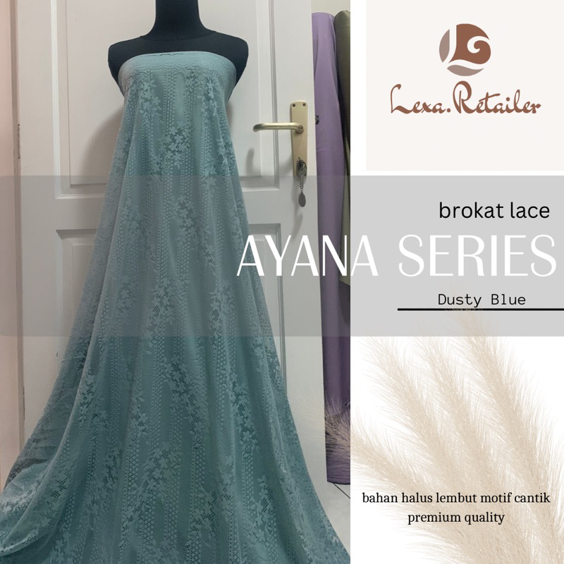 Jual Kain Kebaya Brokat Brukat Lace Ayana Motif Bunga Warna Dusty Blue ...