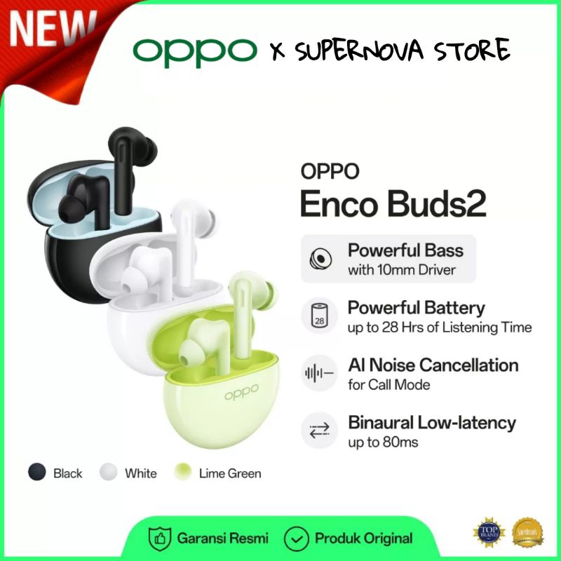 Jual OPPO Enco buds 2 & Air 3PRO [28Hour Powerful Battery, Low-Latency Gaming Mode, Bass-driven ...