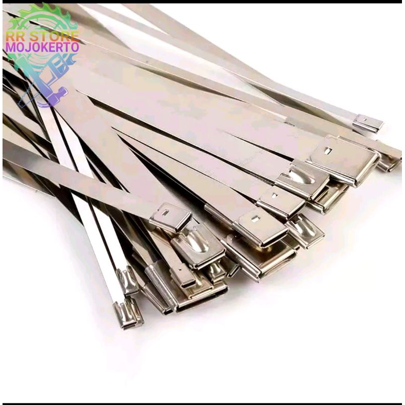 Jual Stainless 10pcs Cable Ties ikat besi Kabel Tis Steel Metal Tie ...