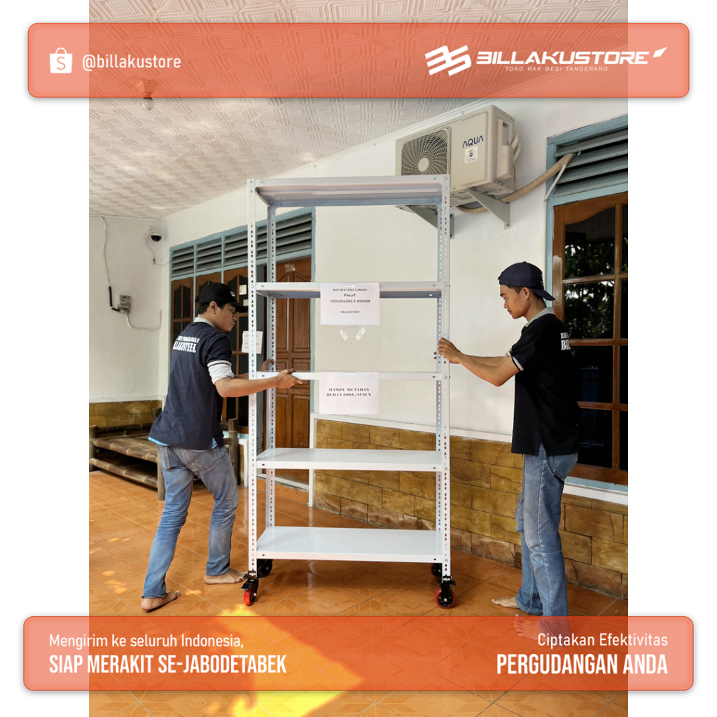 Jual Rak besi roda dorong billakustore 5 susun 100x40x200 cm rak gudang ...