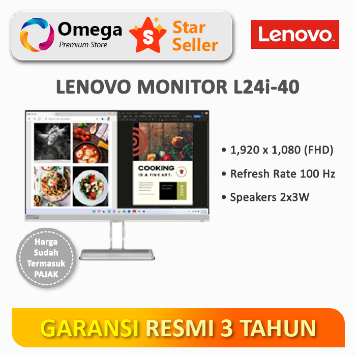 Jual Monitor Lenovo L24i-40 24" IPS 1080p 100Hz | Shopee Indonesia