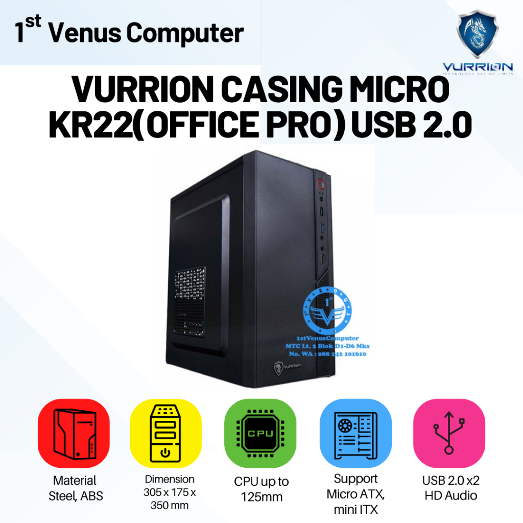 Jual CASING PC/VURRION CASING MICRO KR22(OFFICE PRO) USB 2.0/CASE09-VUR ...