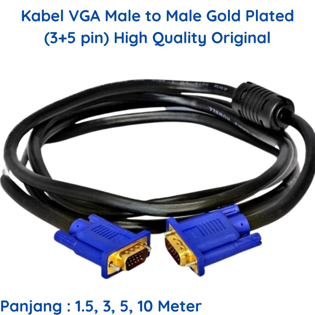 Jual Kabel VGA 1.5m 3m 5m 10m Gold Plated Male to Male Cable VGA M-M 3+5 pin Monitor Infocus ...