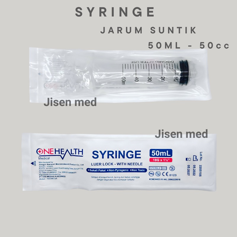 Jual spuit 50cc / jarum 50ml / syringe steril onehealth disposable ...