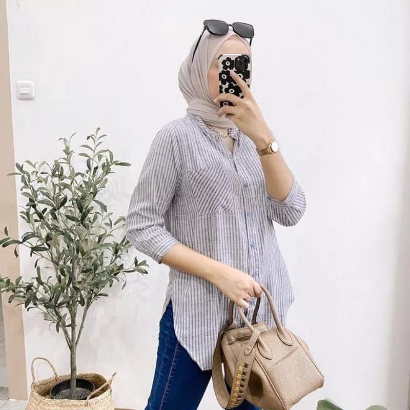 Jual ATASAN WANITA DAILY BAHAN RAYON SALUR PREMIUM / Atasan kemeja ...