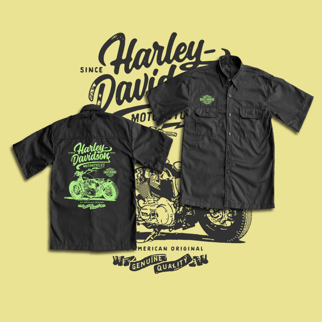 Jual WORKSHIRT / KEMEJA KERJA LENGAN PENDEK MOTOR HARLEY DAVIDSON ...