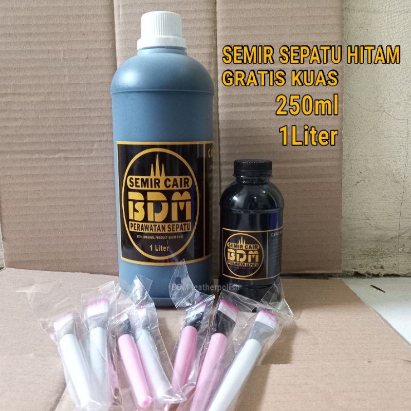 Jual Semir sepatu hitam 1Liter / semir cair kulit 250ml Gratis Kuas ...