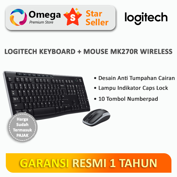 Jual Logitech Keyboard Mouse Wireless Combo Mk270r Shopee Indonesia
