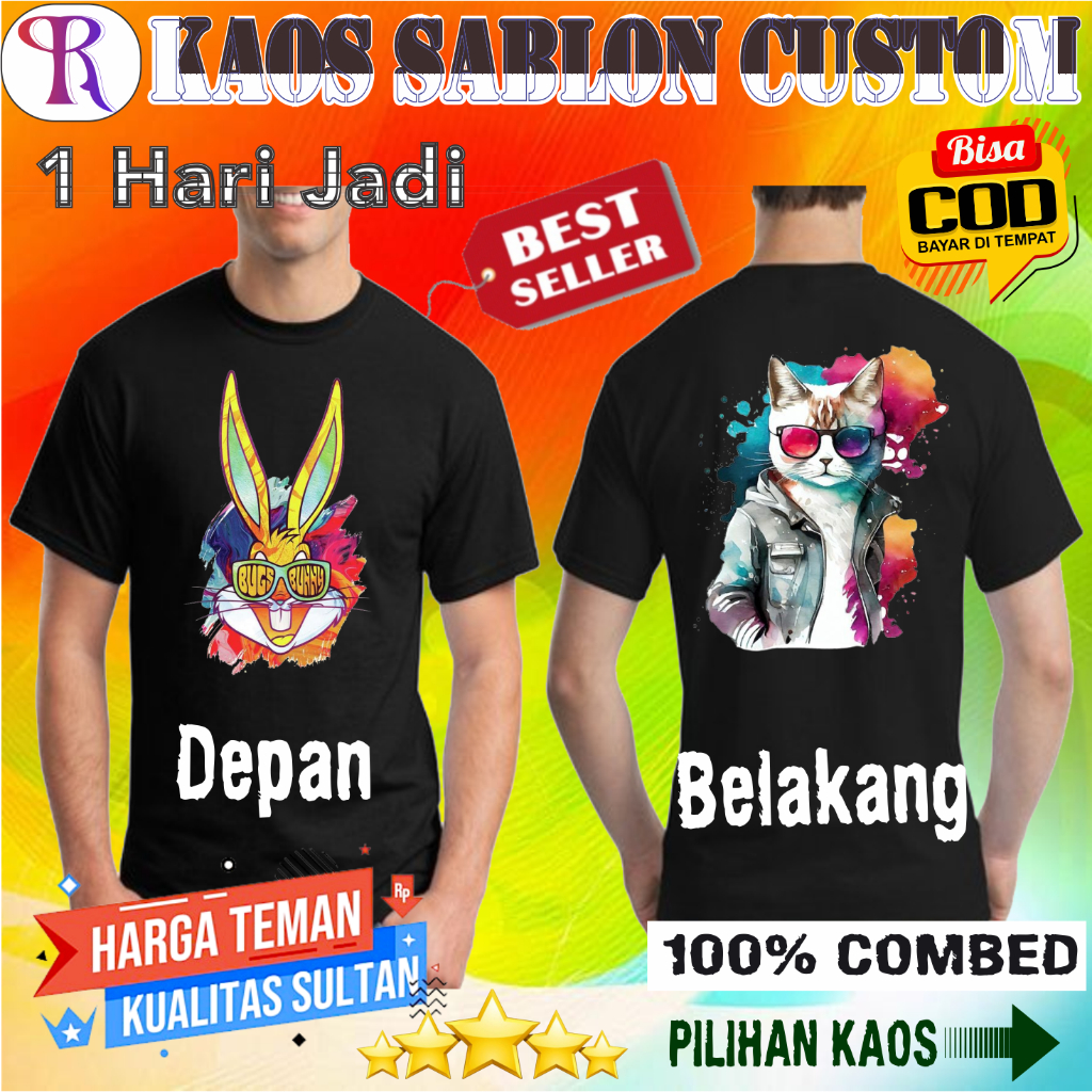 Jual KAOS SABLON CUSTOM DEPAN BELAKANG FULL WARNA | BISA REQUEST FOTO ...