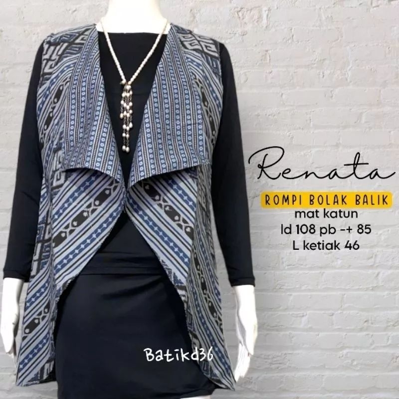 Jual Bolero batik wanita bolak-balik Renata motif lurik etnik cocok ...