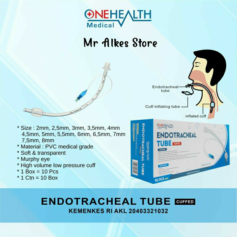 Jual ETT Cuffed Onehealth / Endo Tracheal Tube Onehealth / Ett ...