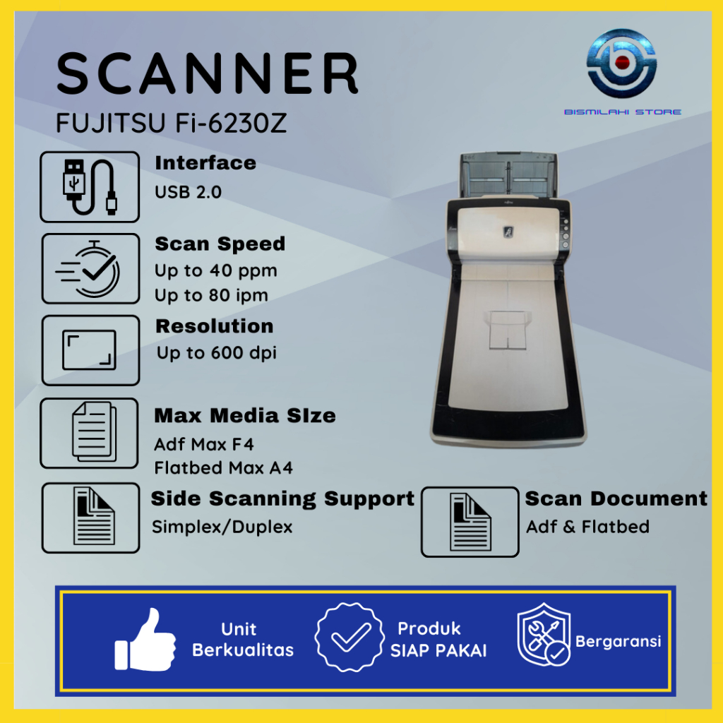 Jual Scanner Fujitsu Fi-6230Z Bisa Scan Kertas Ukuran Folio Atau F4 ...