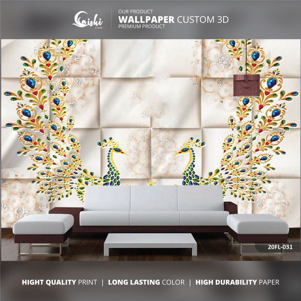 Jual Wallpaper Custom Ruang Tamu | Gambar Burung Merak 1.46 | Floral ...
