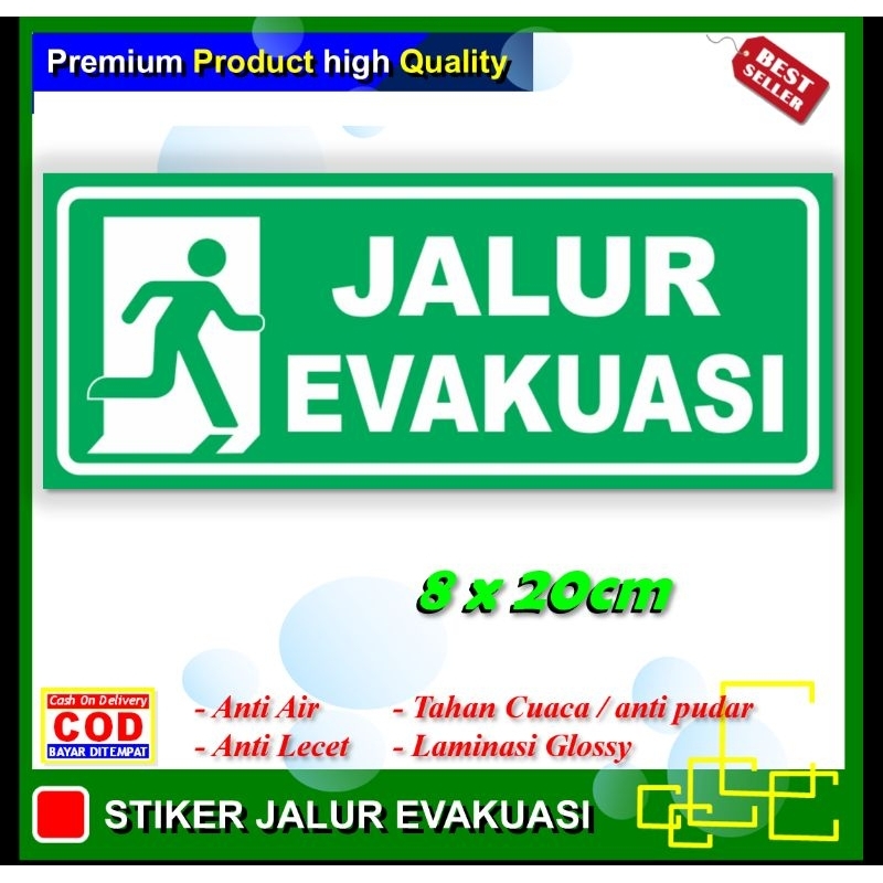 Jual Stiker jalur evakuasi keselamatan sticker ketertiban keamanan ...