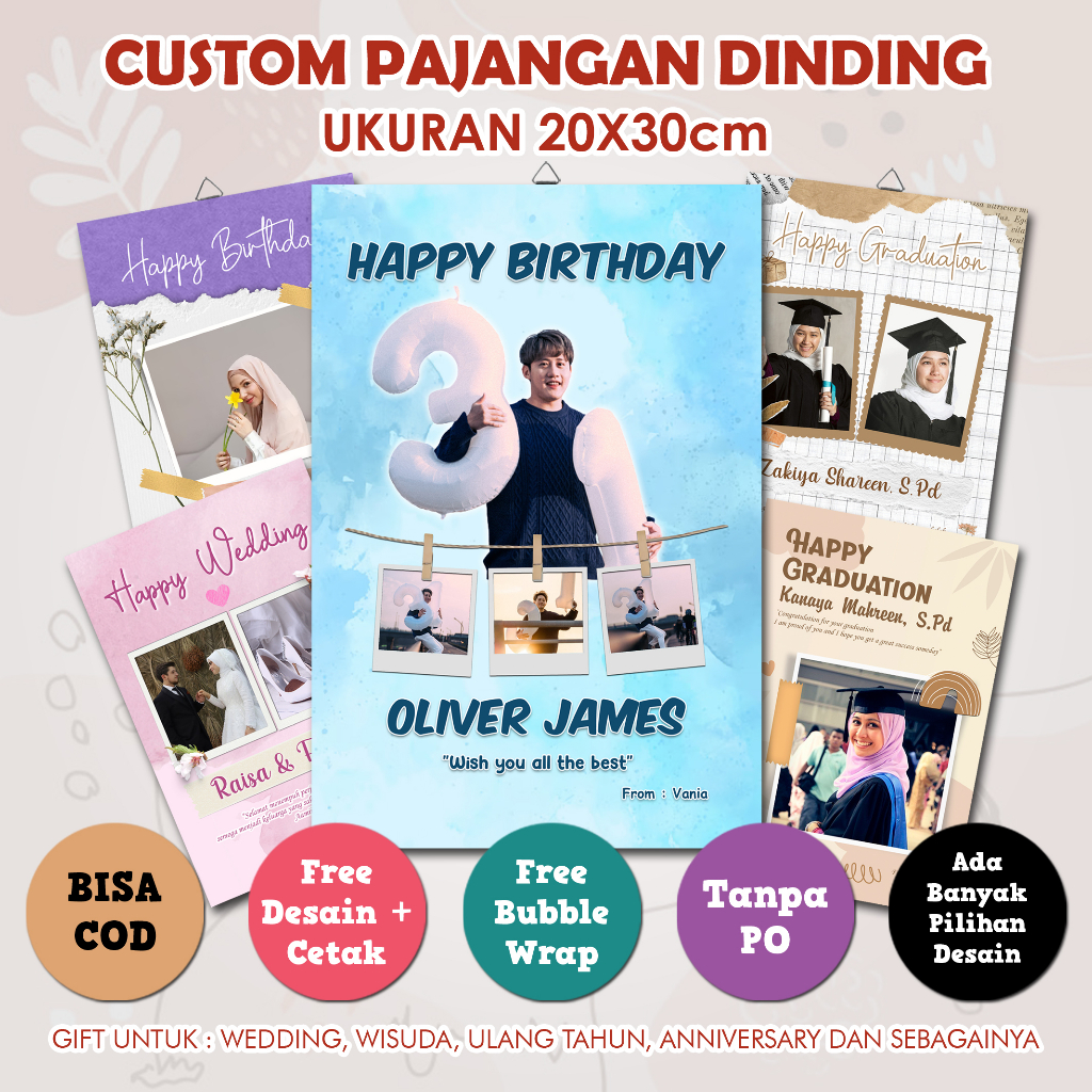 Jual Custom Desain + Cetak Foto Kado Wisuda, Ulang Tahun, Pernikahan ...