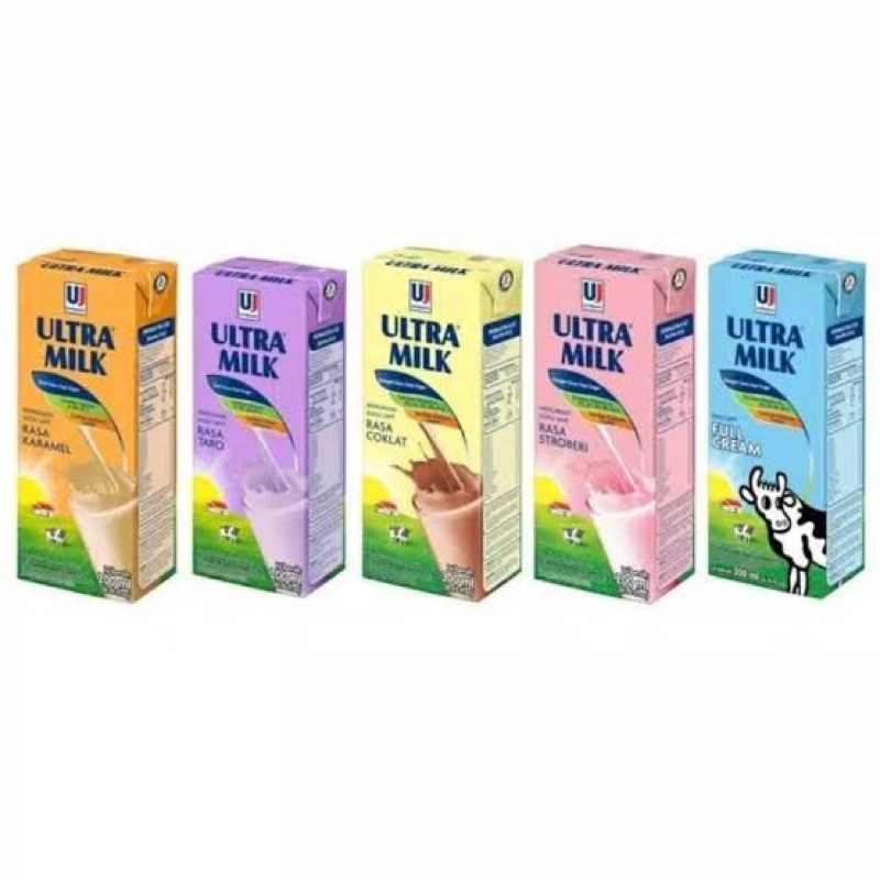 Jual Ultra Milk 200 ml | Susu Cair UHT Coklat Full Cream Strawberry Taro #KD | Shopee Indonesia