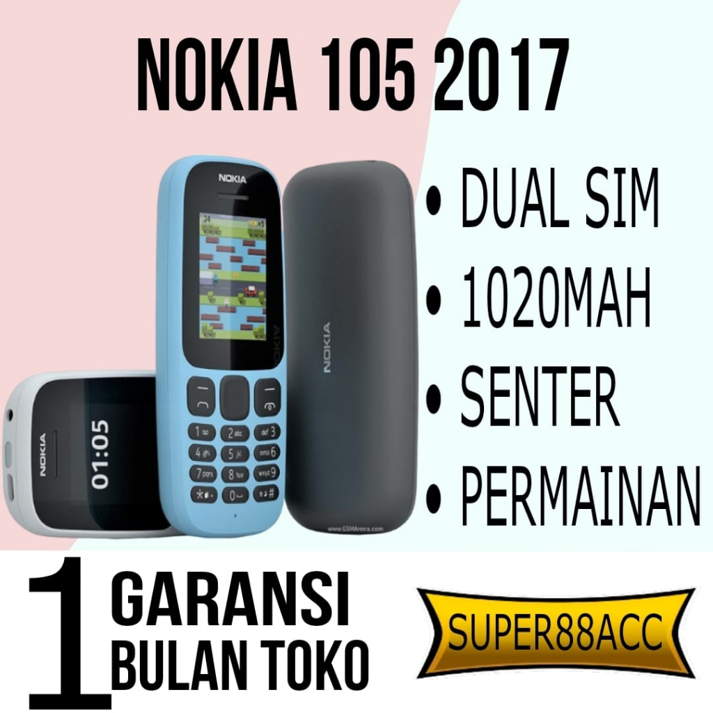 Jual HANDPHONE JADUL NOKIA 105 (2017) HANDPHONE NOKIA JADUL DUAL SIM ...