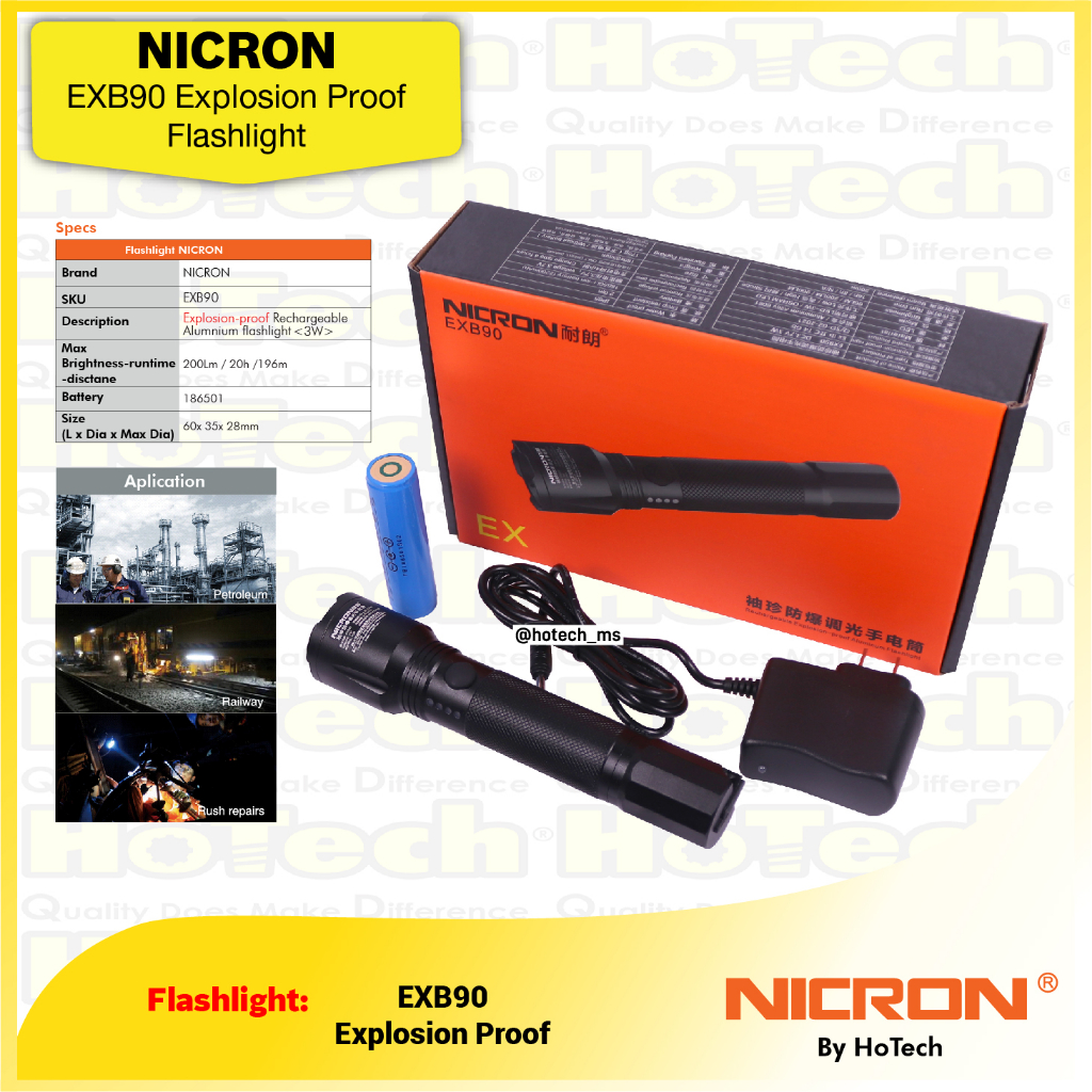 Jual NICRON EXB 90 Rechargeable Aluminium Flash light | 200Lumen ...