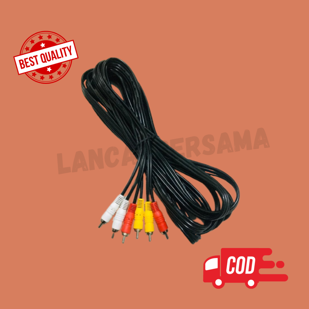 Jual KABEL RCA / JACK/JECK/JEK RCA 3R-3R,2R-2R,3.5R-2R 5M HITAM LONGWAY | Shopee Indonesia