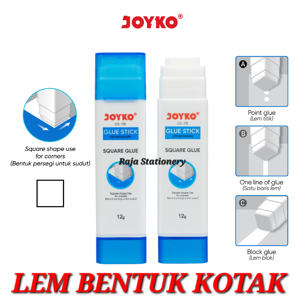 Jual Joyko Glue Stick 12g SQUARE / Lem Batang Stik Joyko KOTAK Kecil GS ...