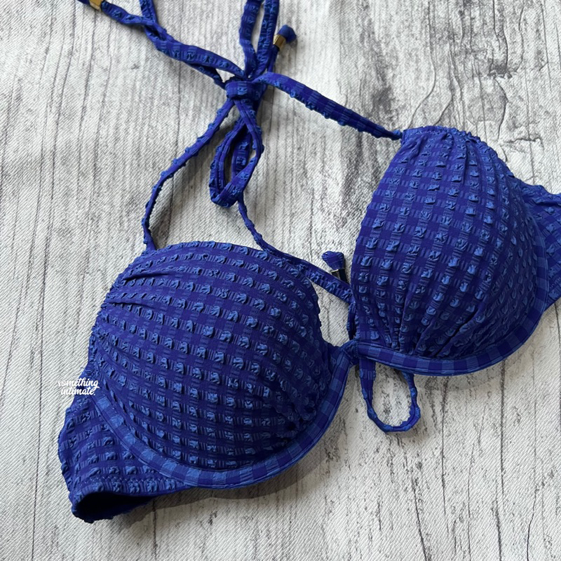 Jual H&M Blue Plaids Pushup Padded Bikini Bra Only / Baju Berenang HNM ...